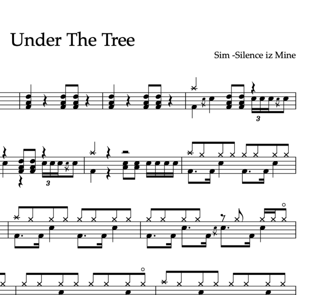 Under the Tree - SiM (Silence iz Mine) - Drum Sheet Music ...