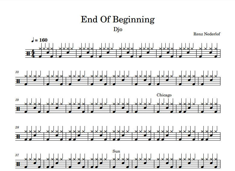 End of Beginning - Djo - Drum Sheet Music - Renz Nederlof ...