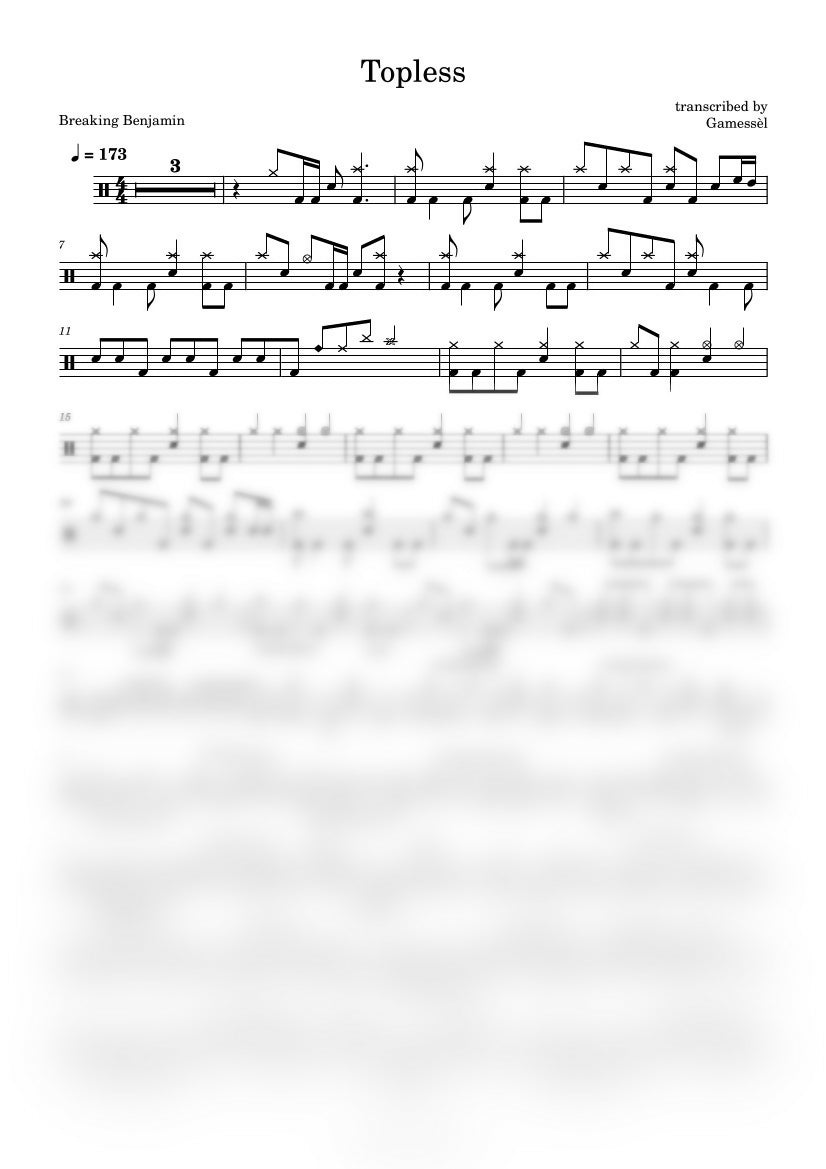 Topless - Breaking Benjamin - Drum Sheet Music - Aimerga’s Corner ...