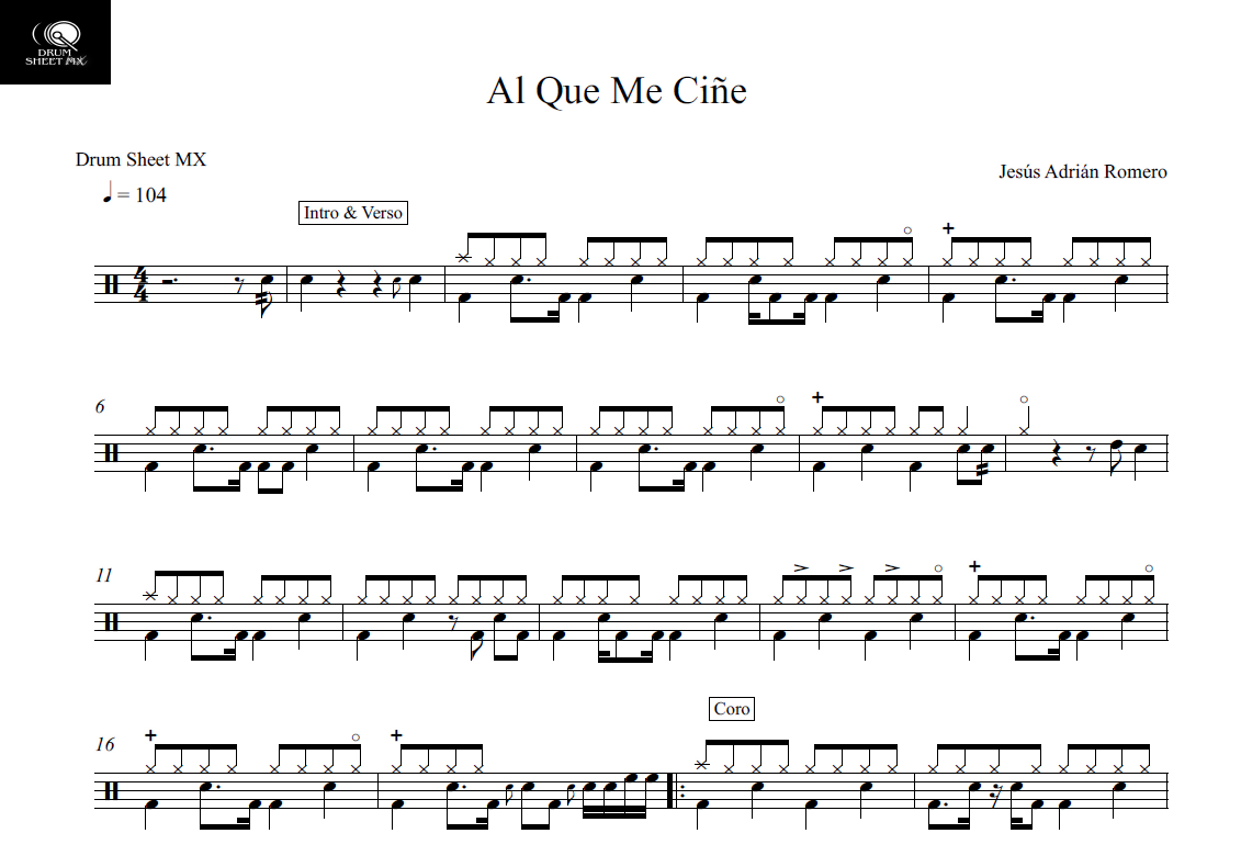 Al Que Me Ciñe - Jesús Adrián Romero - Drum Sheet Music - Drum Sheet MX ...