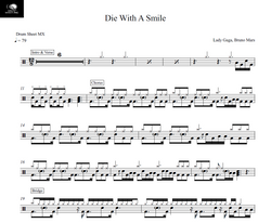 Die With a Smile - Lady Gaga & Bruno Mars - Drum Sheet Music - Drum ...