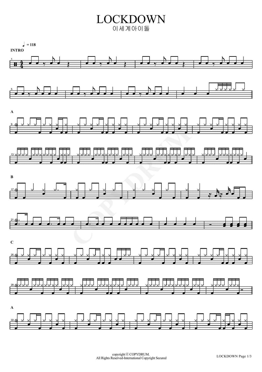 Lockdown (LOCKDOWN) - ISEGYE IDOL (이세계 아이돌) - Full Drum Transcription ...
