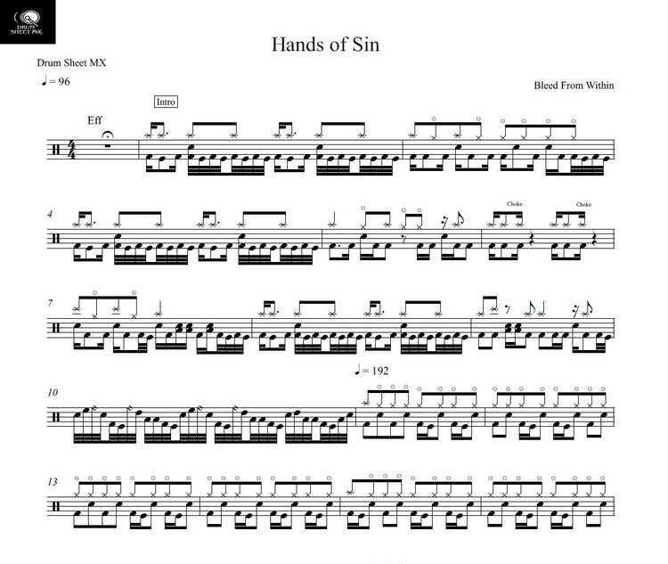 Hands of Sin - Bleed From Within - Drum Sheet Music - Drum Sheet MX ...