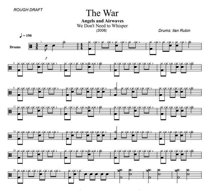 The War - Angels & Airwaves - Drum Sheet Music - DrumSetSheetMusic.com