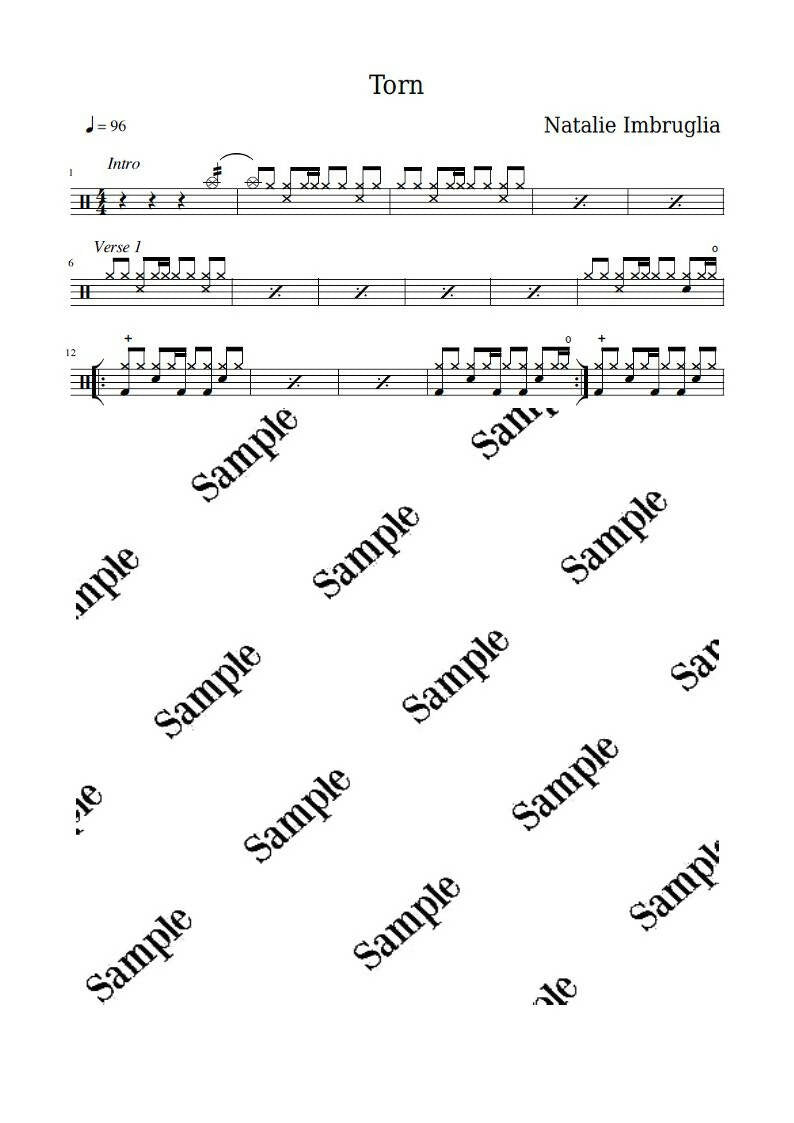 Torn - Natalie Imbruglia - Drum Sheet Music - KiwiDrums – DrumSetSheetMusic