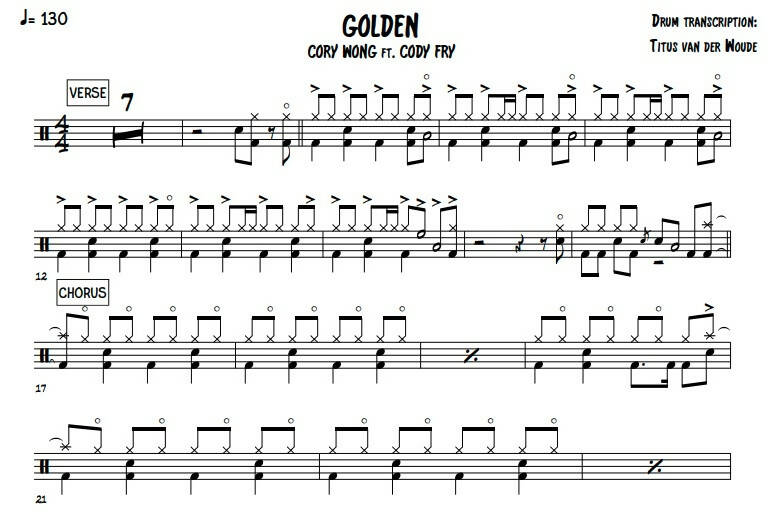 Golden (feat. Cody Fry) - Cory Wong - Drum Sheet Music - Titus van der ...