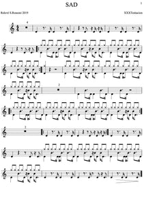Sad - XXXTentacion - Drum Sheet Music - Rossoni – DrumSetSheetMusic