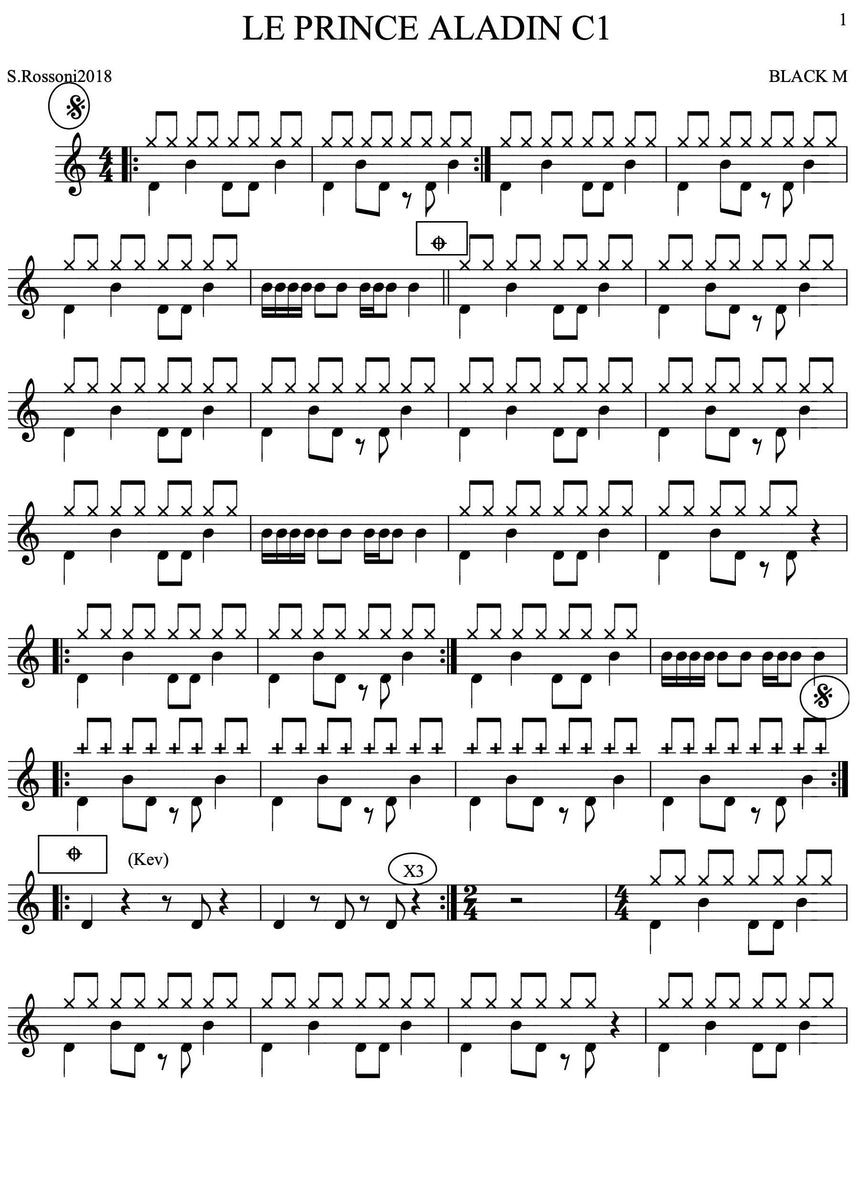 Le Prince Aladin (feat. Kev Adams) - Black M - Drum Sheet Music ...