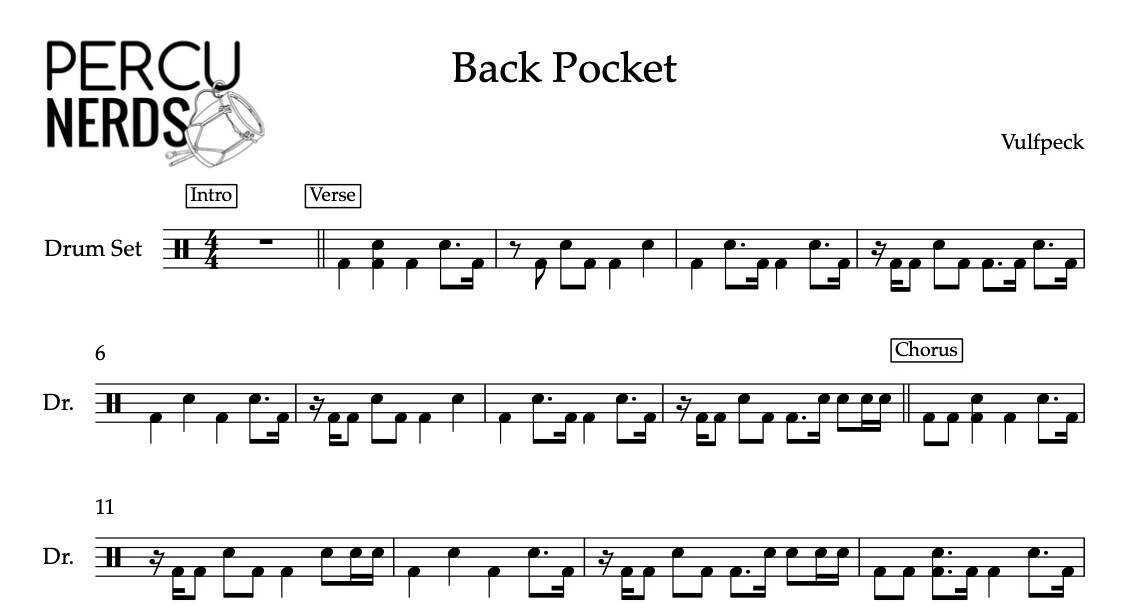 Back Pocket - Vulfpeck - Drum Sheet Music - Percunerds Transcriptions ...