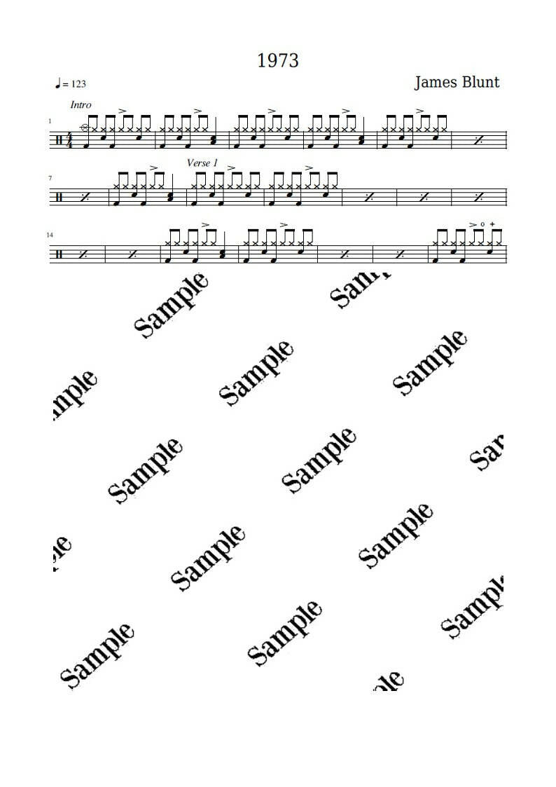1973 - James Blunt - Drum Sheet Music - KiwiDrums – DrumSetSheetMusic