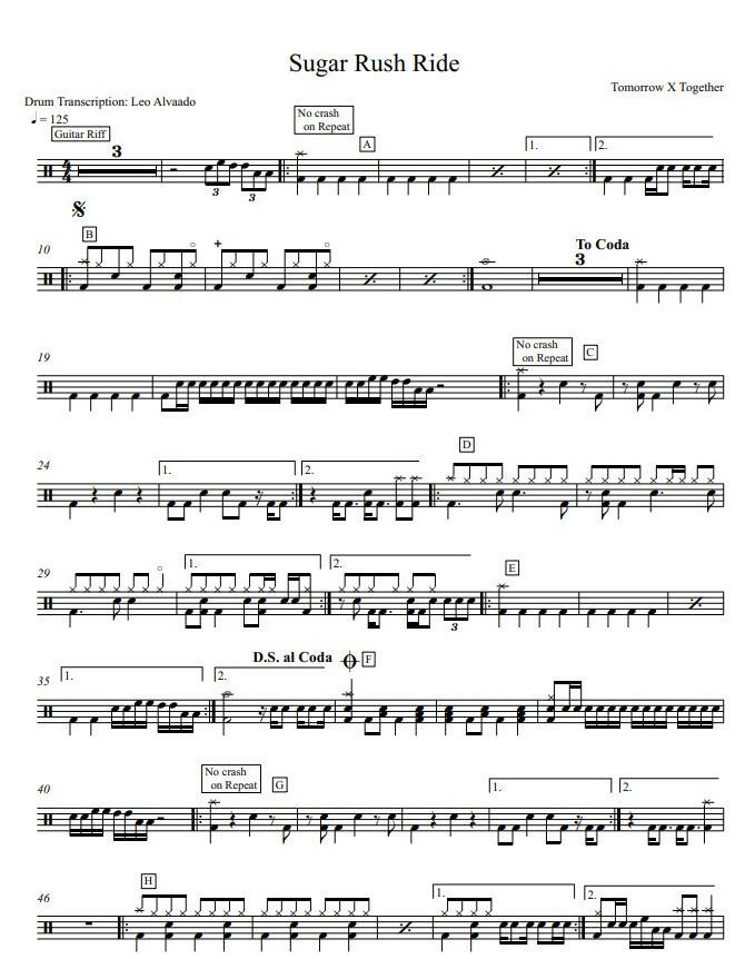 Sugar Rush Ride - Tomorrow X Together - Drum Sheet Music - Leo Alvarado ...