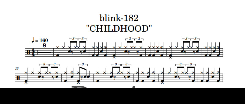 Childhood - Blink 182 - Drum Sheet Music - DrumonDrummer ...