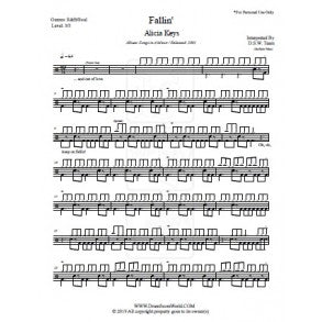 Fallin' - Alicia Keys - Drum Sheet Music - DrumScoreWorld.com ...