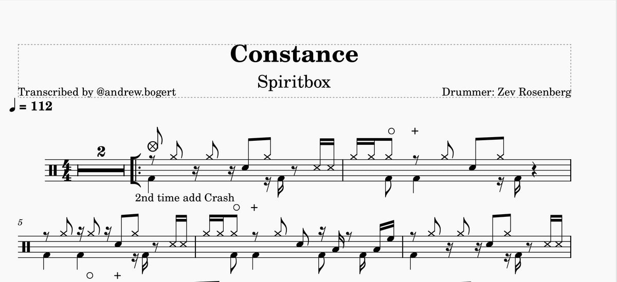 Constance - Spiritbox - Drum Sheet Music - Andrew Bogert ...