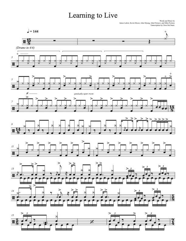 Learning to Live - Dream Theater - Drum Sheet Music - Chris DeChiara ...