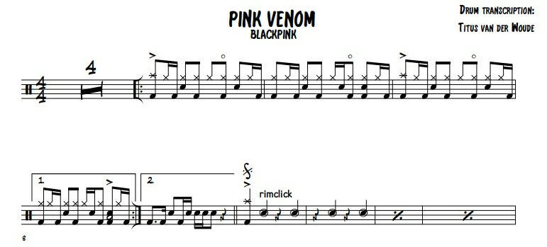 Pink Venom - BlackPink (블랙핑크) - Drum Sheet Music - Titus van der Woude ...