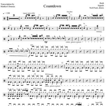 Countdown Rush Drum Sheet Music Drumm Transcriptions