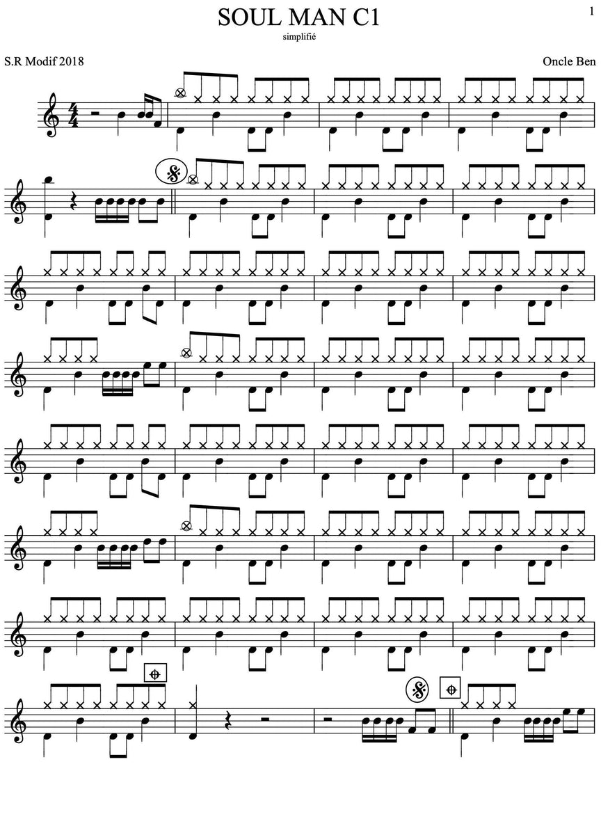 Soulman - Ben L'Oncle Soul - Drum Sheet Music - Rossoni – DrumSetSheetMusic
