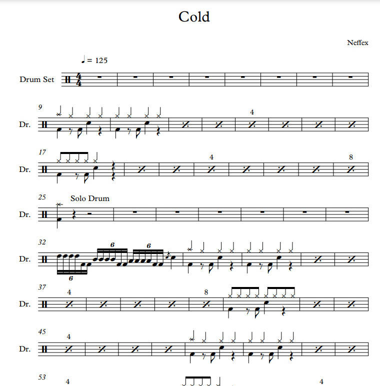 Cold - Neffex - Drum Sheet Music - Rafli – DrumSetSheetMusic