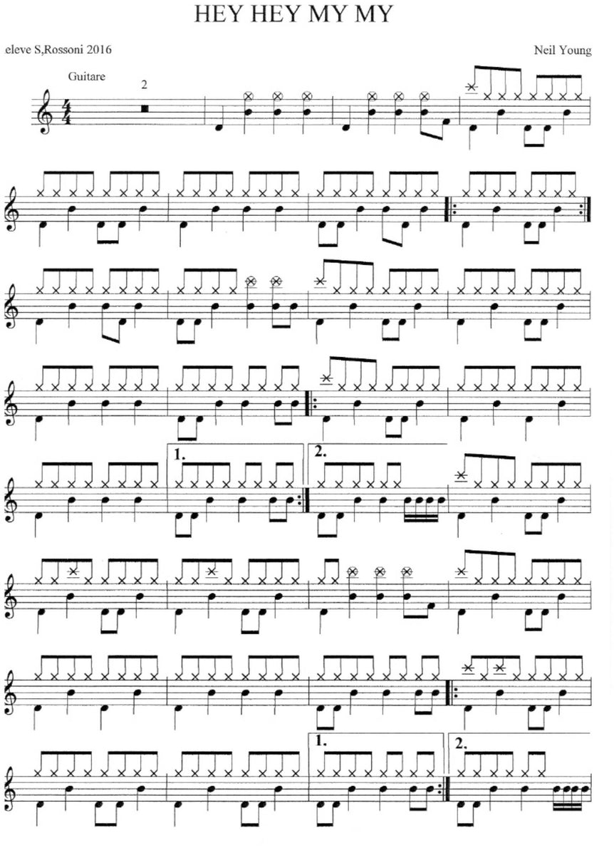 Hey Hey, My My (Into the Black) - Drum Sheet Music - Rossoni ...