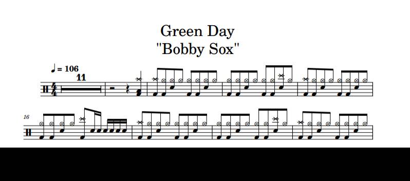 Bobby Sox - Green Day - Drum Sheet Music - DrumonDrummer ...