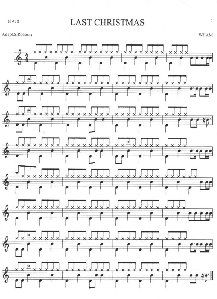 Last Christmas - Wham! - Drum Sheet Music - Rossoni – DrumSetSheetMusic