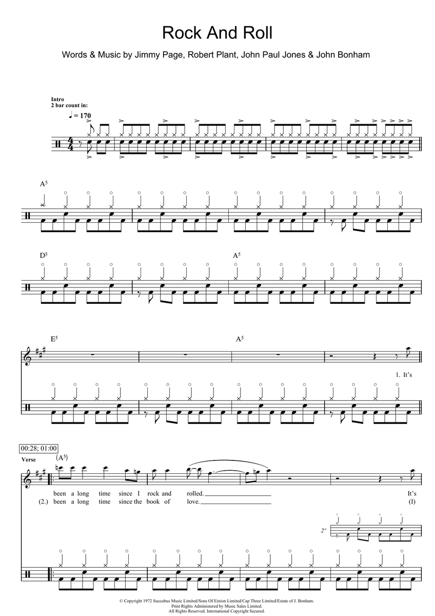 Rock and Roll - Led Zeppelin - Drum Sheet Music - SheetMusicDirect D ...