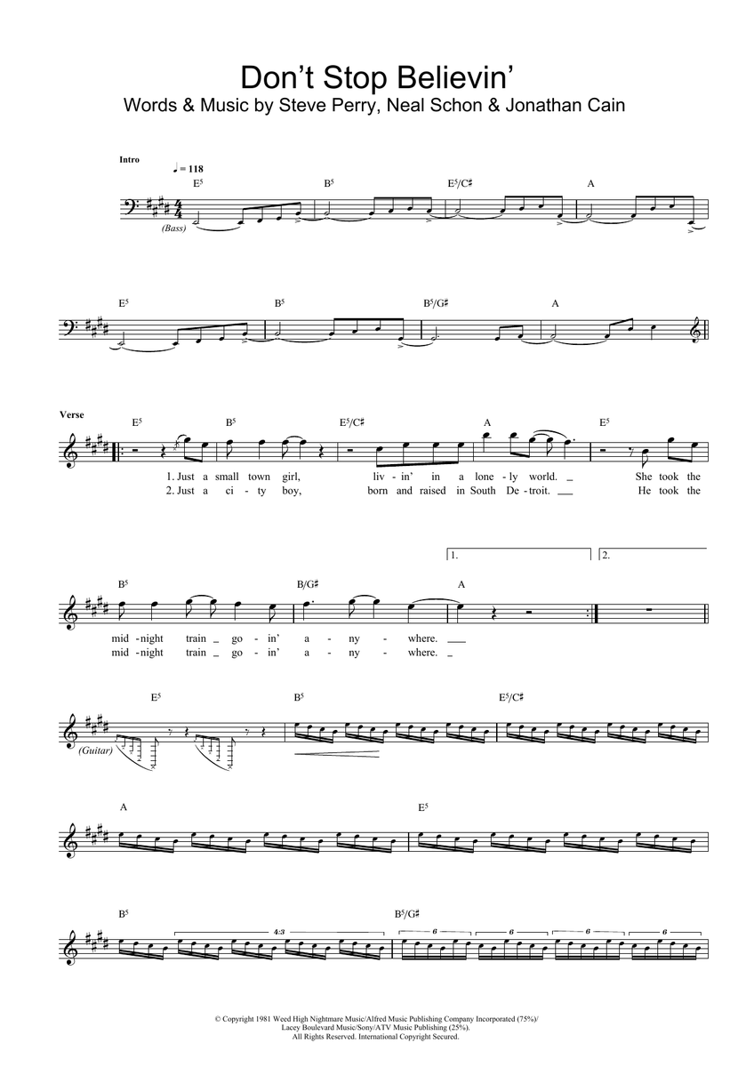 Don't Stop Believin' - Journey - Drum Sheet Music - SheetMusicDirect D ...
