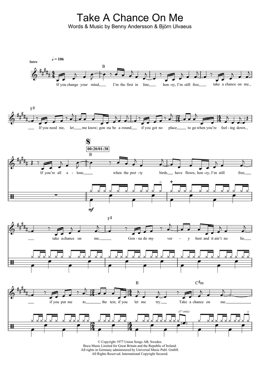 Guitar Chords Abba Take A Chance On Me