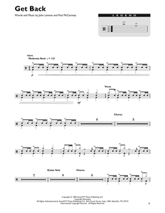 Get Back - The Beatles - Drum Sheet Music - SheetMusicDirect DT426822 ...