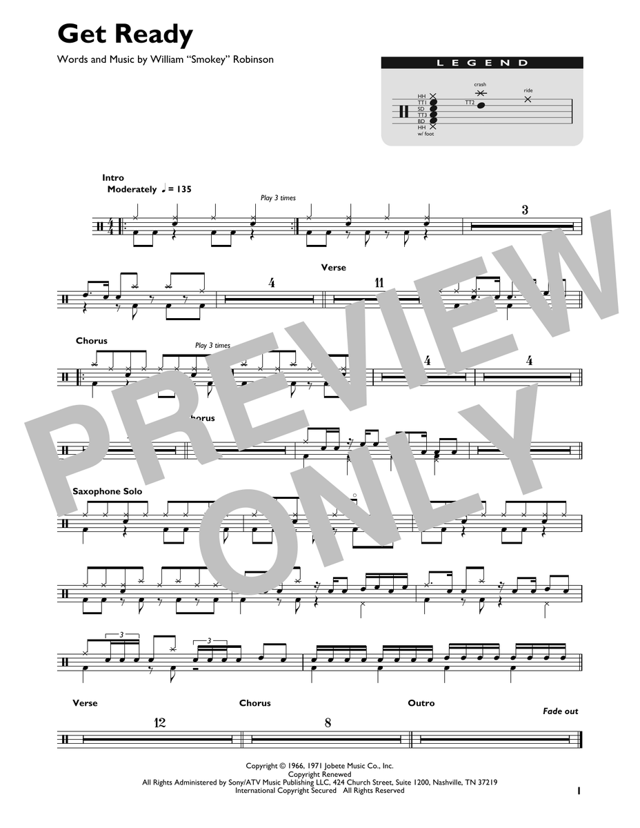 Get Ready - Rare Earth - Drum Sheet Music - SheetMusicDirect DT426826 ...