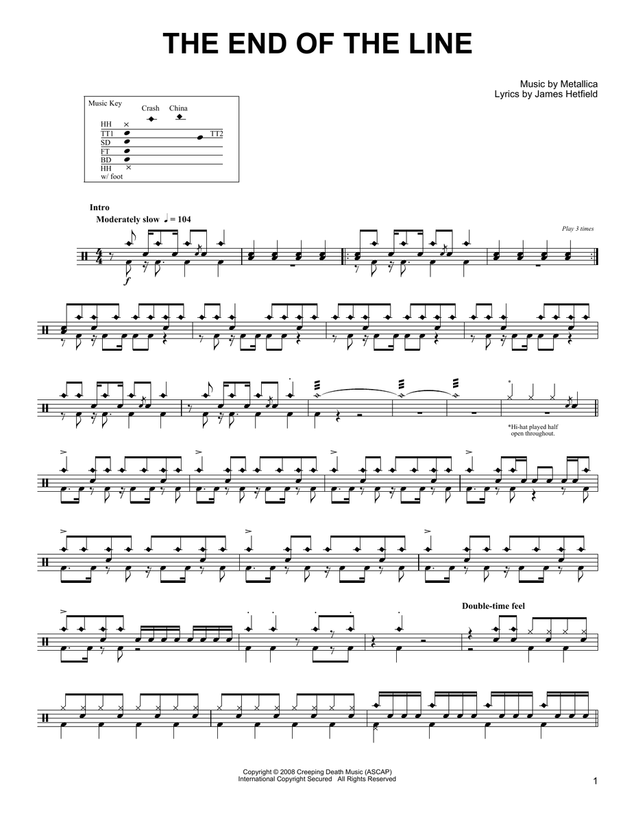 The End of the Line - Metallica - Drum Sheet Music - SheetMusicDirect ...