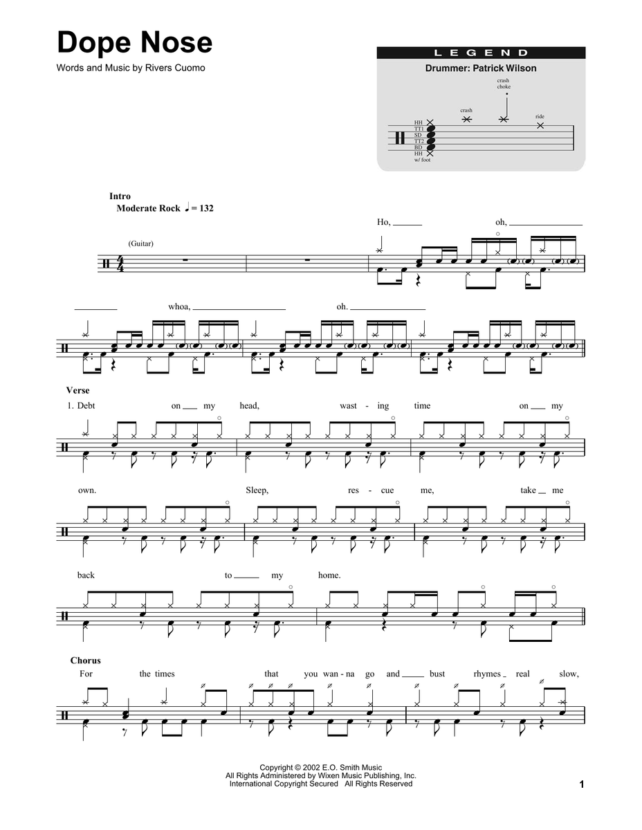 Dope Nose - Weezer - Drum Sheet Music - SheetMusicDirect DT ...