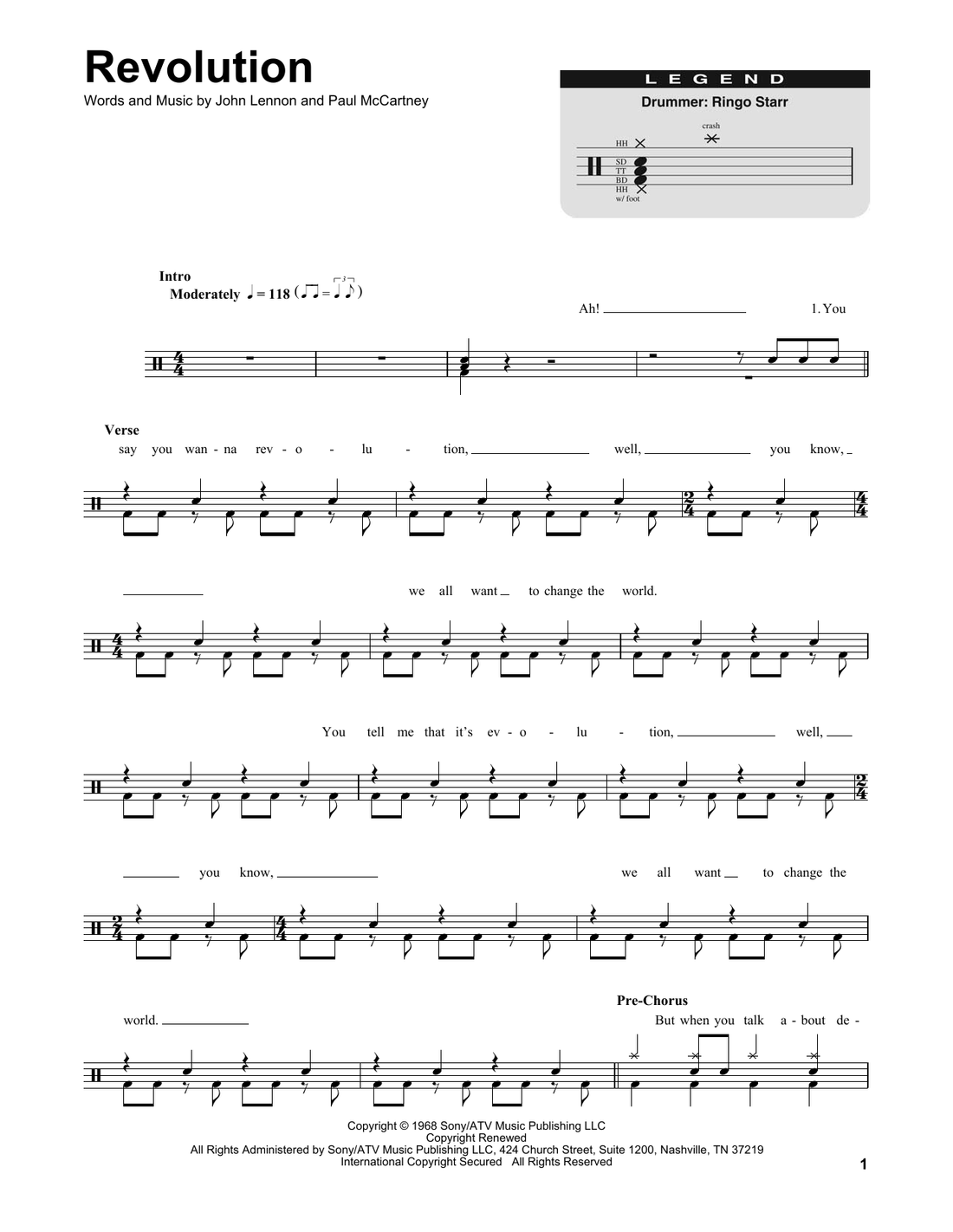 Revolution - The Beatles - Drum Sheet Music - SheetMusicDirect DT ...