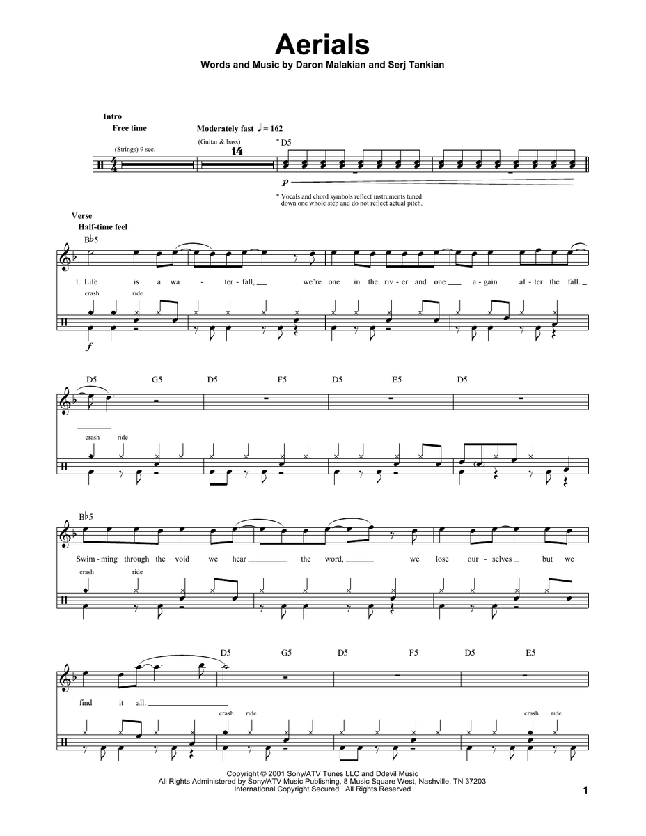 Aerials - System of a Down - Drum Sheet Music - SheetMusicDirect DT ...