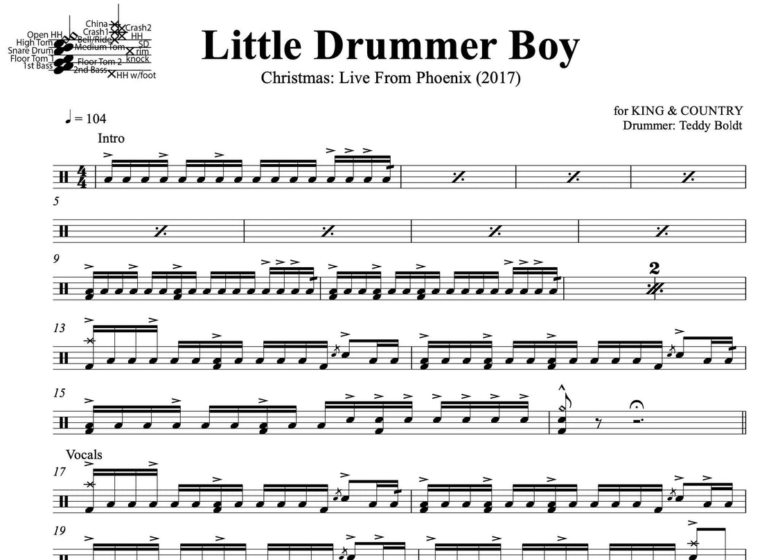 Little Drummer Boy (Live) - for KING & COUNTRY - Drum Sheet Music ...