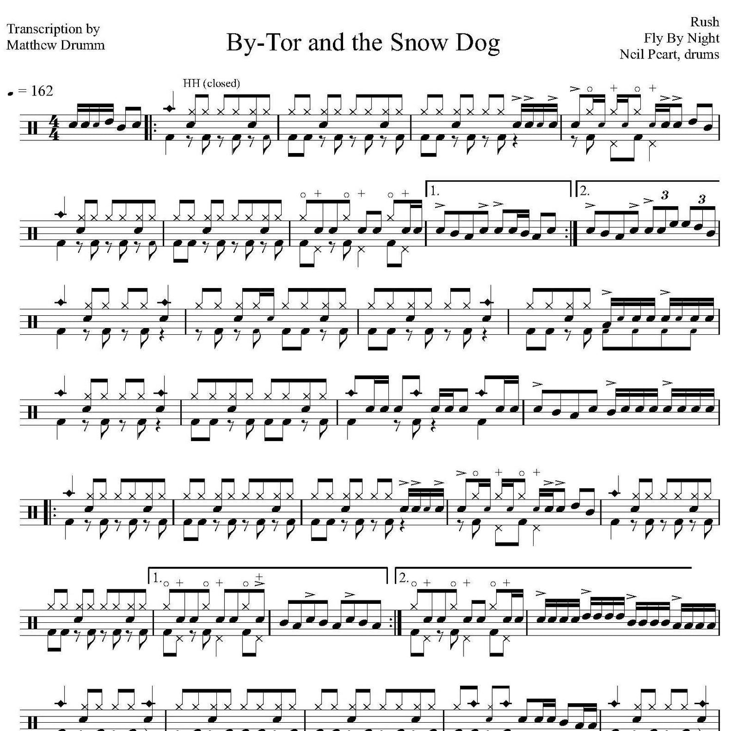 By Tor and the Snow Dog - Rush - Drum Sheet Music - Drumm ...