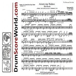 American Badass - Kid Rock - Drum Sheet Music - DrumScoreWorld.com ...