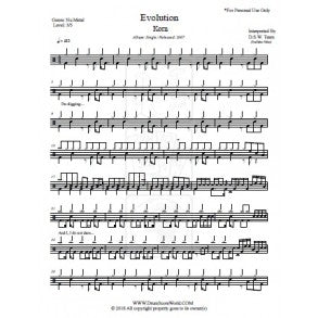 Evolution - Korn - Drum Sheet Music - DrumScoreWorld.com ...
