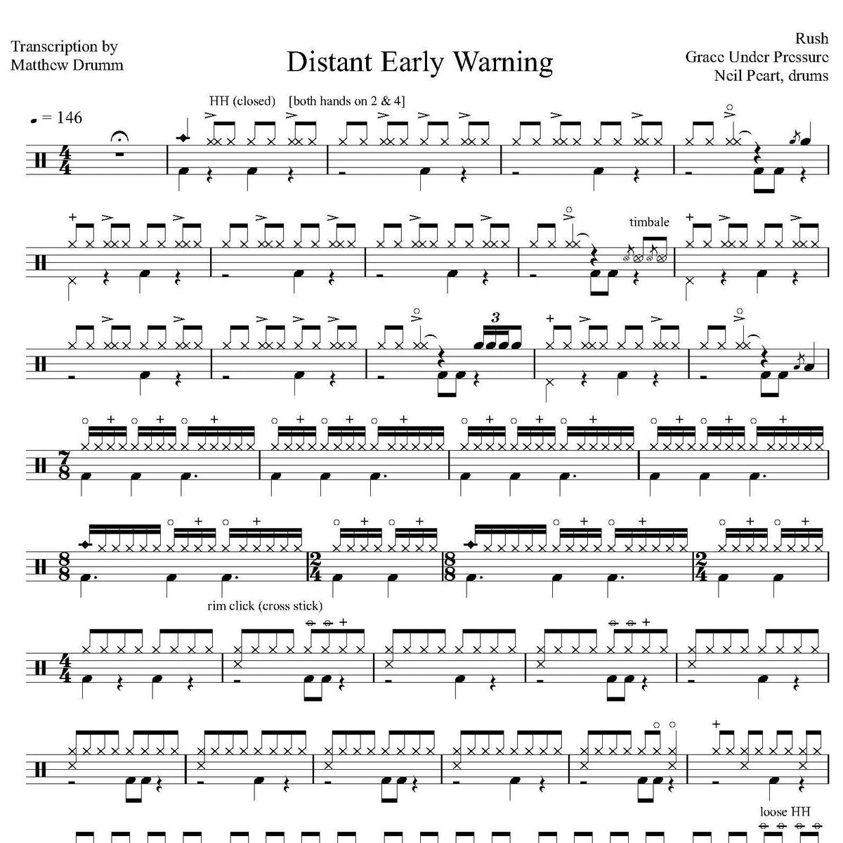 Distant Early Warning - Rush - Drum Sheet Music - Drumm Transcriptions ...