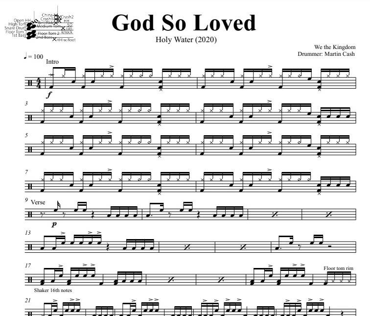 God so Loved - We the Kingdom - Drum Sheet Music - DrumSetSheetMusic.com