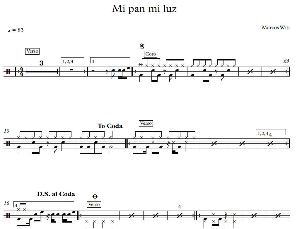 Mi Pan Mi Luz - Marcos Witt - Drum Sheet Music - Leo Alvarado ...