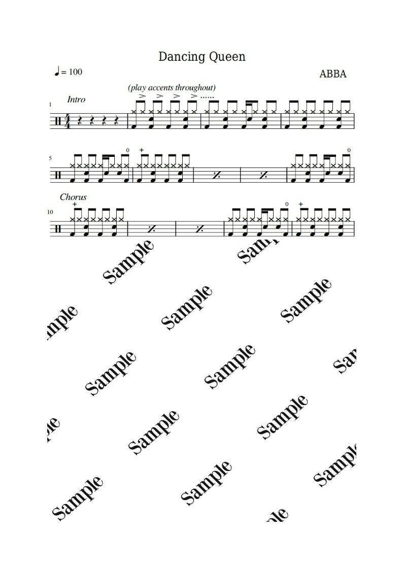 Dancing Queen - ABBA - Drum Sheet Music - KiwiDrums – DrumSetSheetMusic