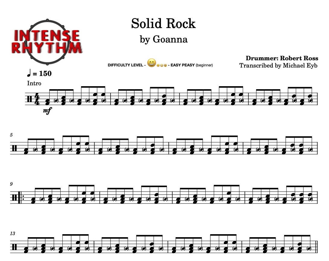 Solid Rock - Goanna - Drum Sheet Music - Intense Rhythm Drum Studios ...