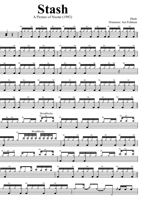 Stash - Phish - Drum Sheet Music - DrumSetSheetMusic.com