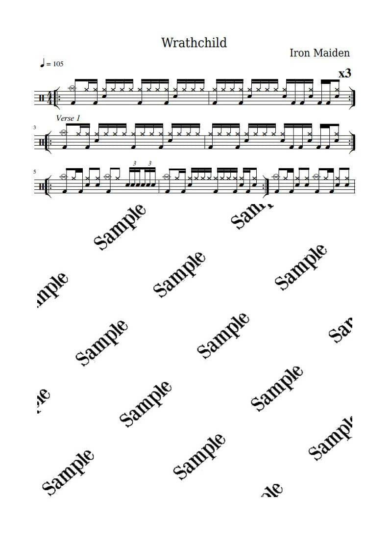 Wrathchild - Iron Maiden - Drum Sheet Music - KiwiDrums – DrumSetSheetMusic