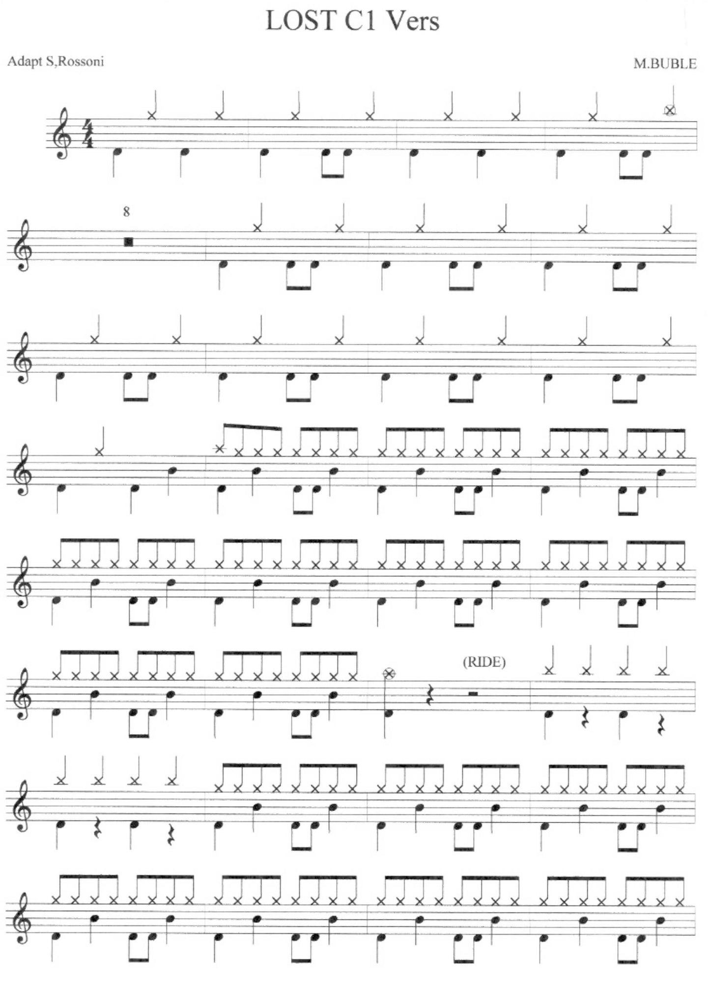 Lost - Michael Bublé - Drum Sheet Music - Rossoni – DrumSetSheetMusic