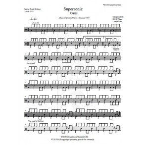 Supersonic - Oasis - Drum Sheet Music - DrumScoreWorld.com ...
