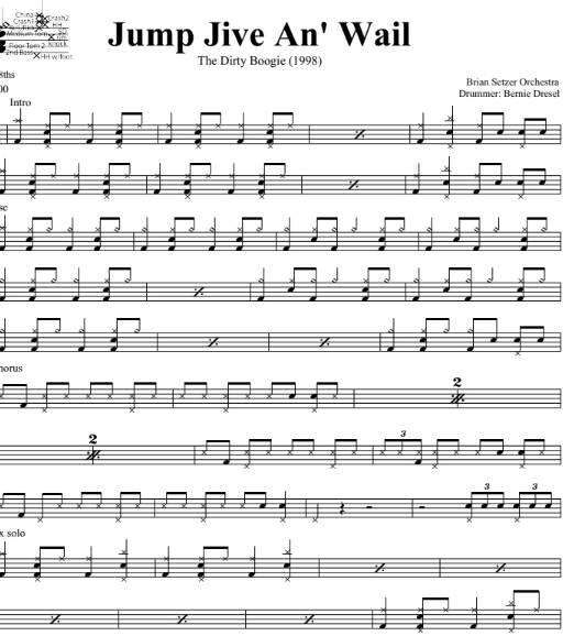 Jump Jive an' Wail - The Brian Setzer Orchestra - Drum Sheet Music ...