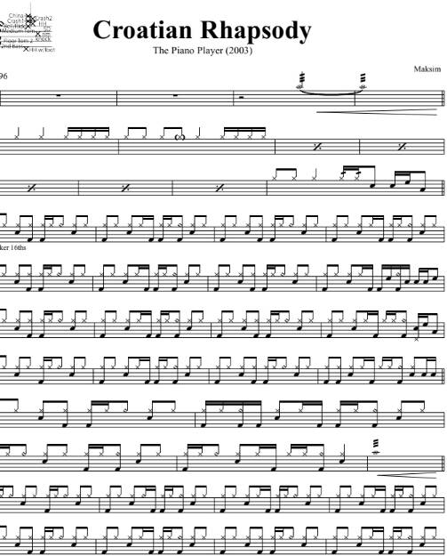 Croatian Rhapsody - Maksim - Drum Sheet Music - DrumSetSheetMusic.com
